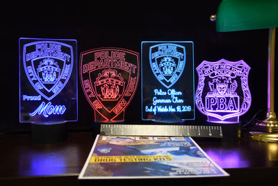 NYC-PD, Nassau & Suffolk Police Badge w/Numbers Personalized Gift LED ...